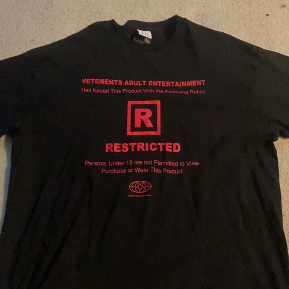 Vetements | Shirts | Vetements Rated R Restricted T Shirt | Poshmark